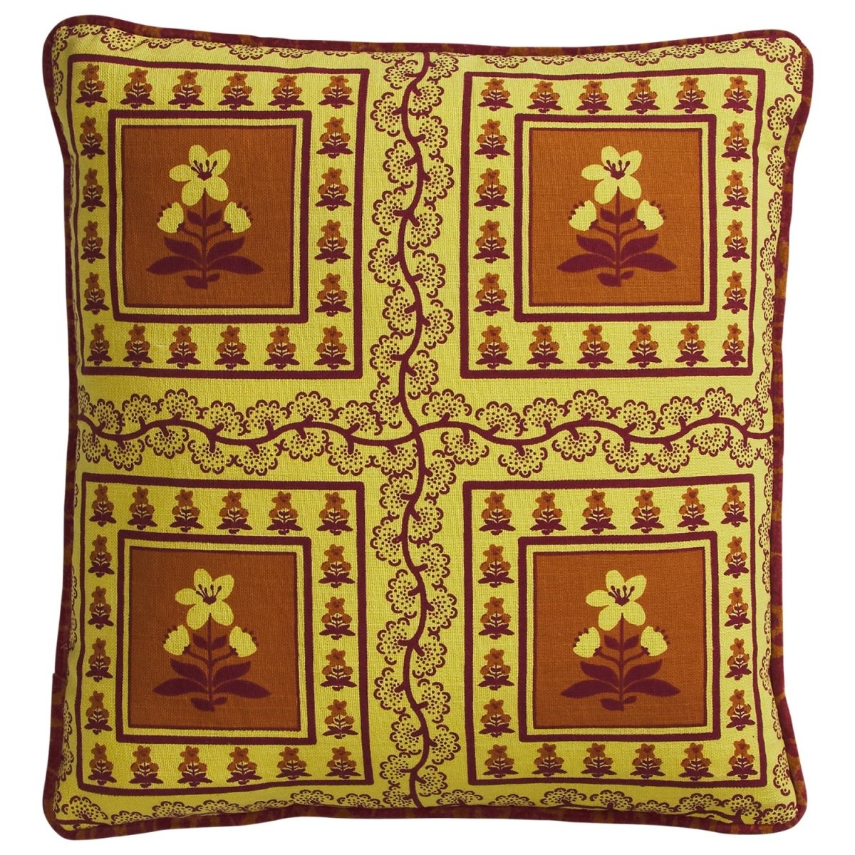 Claire Reversible Cotton Cushion in Mustard | Sage and Clare ...